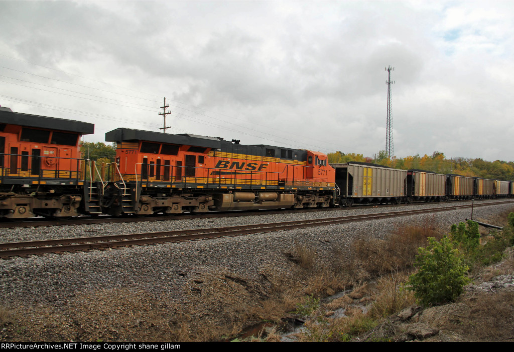 BNSF 5771 is 2nd on this sb coal train.